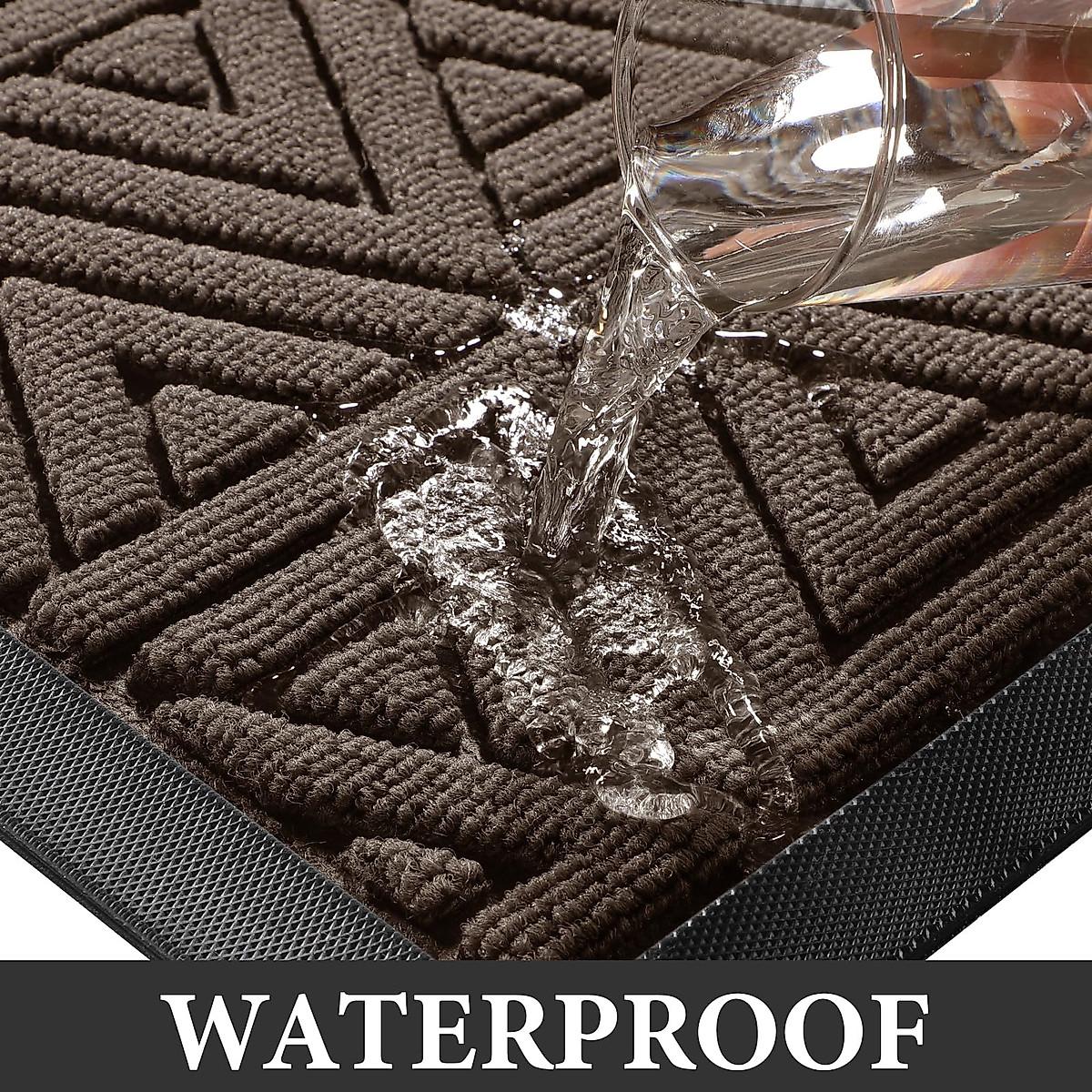 Yimobra Front Door Mat Outside Entrance 36 x 24, Waterproof and Washable Outdoor Mat, Non Slip Rubber Backing, Heavy Duty Welcome Matt for Home Entry Floor Porch Garage Office, Low Profile, Brown