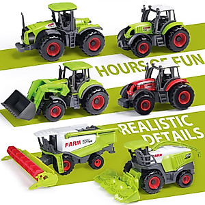 Oriate Farm Tractor Toys Vehicle with Farm Animals & Activity Play Mat, 38Pcs Educational Realistic Kid's DIY Farm Diecast Set, Kids Tractors Trailer Sprayer Cow Animal Toy Birthday Gift