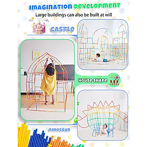 Straw Constructor Toy 600Pcs STEM Building Toys Set,Upgrade Interlocking Plastic Educational Toys Engineering Building Kit Safety Material Creativity Toy for 3-8 Years Boy and Girl Birthday Gifts