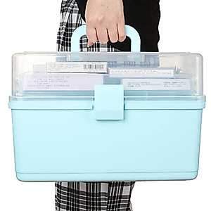 3-Layers Plastic Portable Storage Box with Tray, Craft Supply Box with Handle, Arts and Crafts Case, Sewing Supplies Organizer, Multifunctional Storage Box for Medicine, Perfect for Home Office