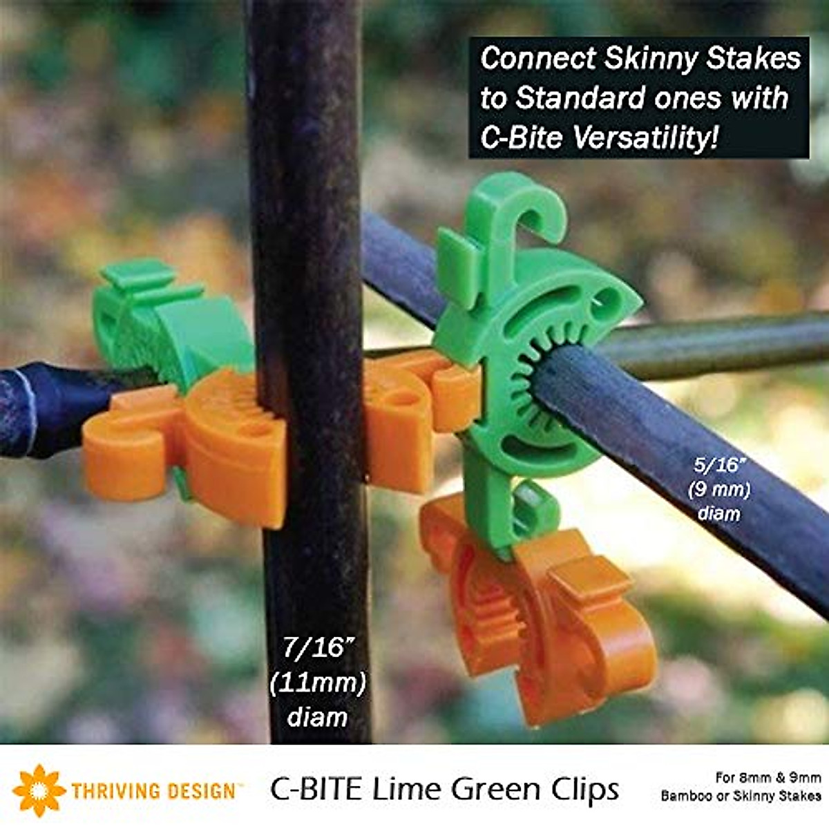 C-BITE Garden Clips Customizable, Reusable, and Strong Connections to Metal or Bamboo Stakes. Create Custom Support Solutions Clips Build Sturdy Tomato Cages, Climbing Vine Trellis (Lime)