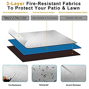 ToHayie Fire Pit Mat, Fire Mat for BBQ Grills, Perfect for BBQ, Smokers, Grills - Protects Porch, Patio, Deck, Wood, Grass, Stone, Composite from Burns - Heat Resistant Fire Pit Mat (26 inch)