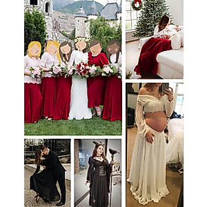 v28 Women Full/Ankle Length Flowy Elastic Retro High Waisted Long Chiffon Maxi Skirt (3XL,Black)