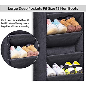 SLEEPING LAMB Shoe Rack for Door with Large Deep Pocket, Hanging Shoe Organizer for Closet Hanger, Dorm and Narrow Door Storage Shoe Holder, Black