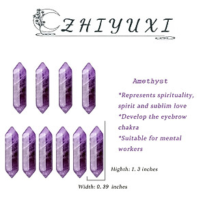 ZHIYUXI Amethyst Crystal Rock Amethyst Stone Healing Crystals and Stones Gemstone Tumbled Polished Energy Reiki Healing Stones Crystal Wand Meditation Decor Gifts 10 Pcs
