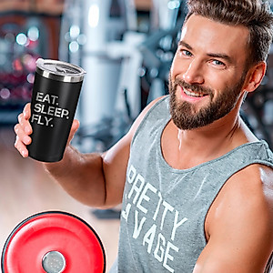 KIKERRO Pilot Gifts – 20oz Stainless Steel Travel Tumbler with Lid & Straw | Laser Engraved Aviation Mug for Pilots & Flight Attendants | Airplane-Themed Gift for Men, Christmas & Birthday