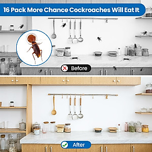 16PCS Roach Bait & Killer, Roach Repellent and Gel for Roach Nest Elimination of Indoor Infestations, Effective Solution for Small to Large Cockroaches, Easy to Use, Ideal for Hidden Areas