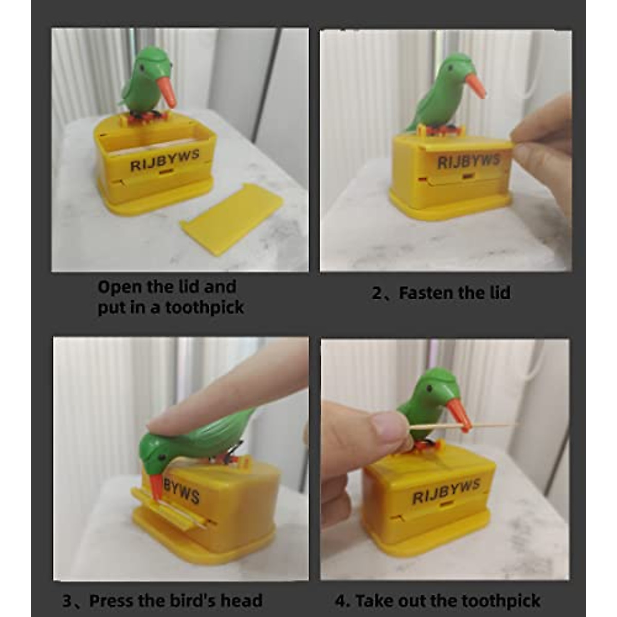 RIJBYWS Bird Toothpick Dispenser£¬Telescopic Automatic toothpick dispenser£¬Cute Toothpick holder decoration the kitchen, home,party, fun gifts for children parents