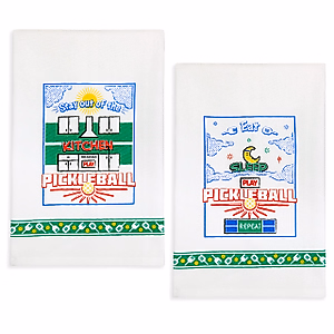 Cackleberry Home Pickleball Lover Cotton Kitchen Towel Set - Stay Out of The Kitchen and Eat Sleep Play Pickleball