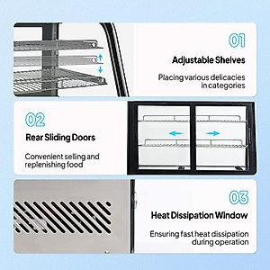 ROVSUN 3.7 Cu.Ft Refrigerated Display Case Commercial Countertop Refrigerator ETL NSF Certified, Display Refrigerator w/LED Automatic Defrosting Air-cooling Rear Sliding Door for Cafe Restaurant
