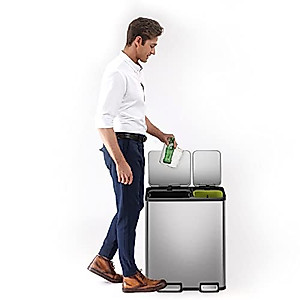EKO EcoCasa Stainless Steel Dual Compartment Recycling Step Trash Can 30L+20L, (EK9128MT-30L+20L)