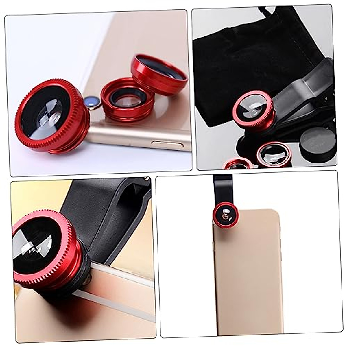 VOSAREA 2 Sets Phone Lens Fisheye Lens Cortinas Inteligentes Phone Fish Eye Mobile Camera Lens Wide Angle Lens Camera Lens Kit 3 in 1 Phone Camera Lens Wide Angle Phone Lens Triple Suite