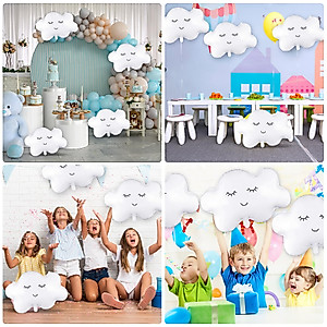6 Pieces Cloud Balloons,White Cloud Foil Balloons,Cloud Balloons Baby Shower,Cute Cloud Shaped Balloons for Boys Girls Baby Shower Themed Party Birthday Party Wedding Decorations Supplies (Facecloud)