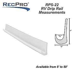 RecPro RV PVC Plastic Rain Gutter | Adhesive Backing Included | Flexible Drip Rail Molding (5, Black)