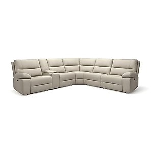 Jennifer Taylor Home Malibu 130" Modern Power Motion 6-Piece Reclining Corner Sectional with Cup Holders