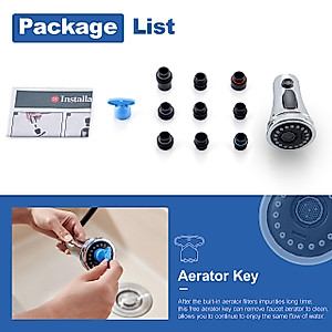 Kitchen Faucet Spray Head Replacement - Pull Down Faucet Sprayer Head with 9 Adapters, 3-Function Kitchen Sink Faucet Head, Replacement Pull Out Faucet Head Nozzle, Chrome