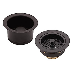 Westbrass CO2196-12 Combo Pack 3-1/2" Post Style Large Basket Strainer and Extra-Deep Collar Kitchen Sink Waste Disposal Flange with Stopper, Oil Rubbed Bronze