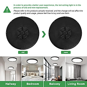 12 Inch LED Flush Mount Ceiling Light 6PK, 24W, 2520LM, 3000K/4000K/6000K CCT Selectable, Round Flat Panel Light Low Profile Ceiling Light Fitures for Hallway, Kitchen, Bedroom, Laundry Room, Black