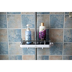 YunNasi Tension Rod Corner Shower Caddy Pole Shower Rack Shower Shelf Baskets for Shampoo Conditioner Soap