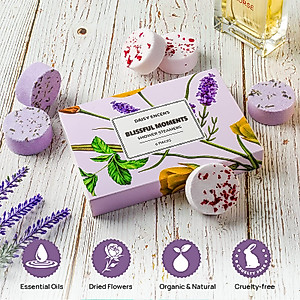 DAISY ENCENS Aromatherapy Shower Steamers for Home Spa Relaxation, 6 Pack Shower Bath Bombs with Pure Essential Oils, Moisturizes Skin, Self Care and Pampering Gifts for Her, Lavender, Rose