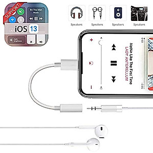 2 Pack Lightning to 3.5 mm Headphone Jack Adapter, [Apple MFi Certified] iPhone 3.5mm Jack Aux Dongle Cable Earphones Headphones Converter Compatible with iPhone 13/iPhone 12/ 12 Pro/11/XR/XS/8/7/iPad