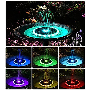 Yzert Solar Fountain Matte Panel with 4000 Capacity Battery, 4W Floating Solar Bird Bath Fountains with 8 Nozzles & 4 Fixed Rods, Solar Fountain Pump for Bird Bath,Garden, Pond, Outdoor