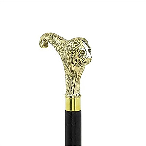 Halloween Vintage 36" Brass Walking Stick Solid Vintage Designer Lion Head Wooden Cane Antique Style 3 Fold Walking Stick