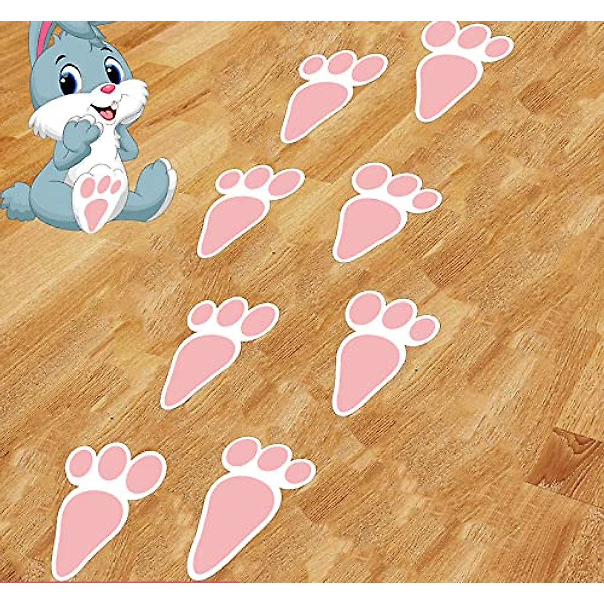 4 Sheet 56 Pieces Easter Stickers Bunny Paw Prints Carrots Rabbit Footprints Stickers Cute Festive Decals Decorations for Easter Floor Decoration and Egg Hunting Games