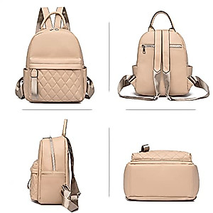Chrisbert Women Small Backpack Purse Cute Leather Mini Backpack for Teen Girls School Bookbags Satchel for Ladies Shoulder Bag(Small,Beige)