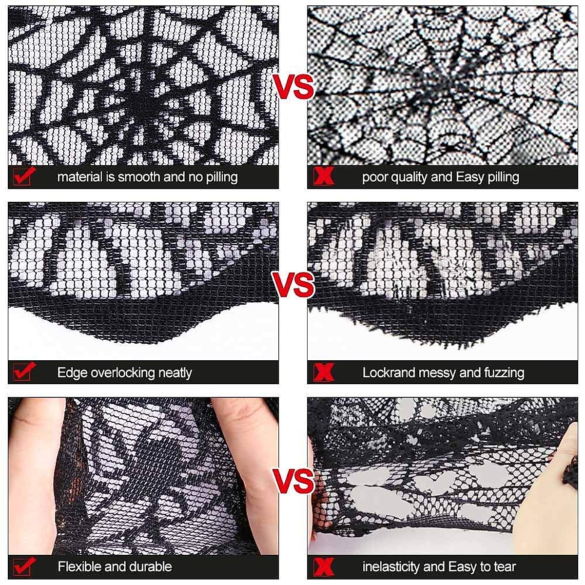Rectangular Halloween Tablecloth, Halloween Bat Spider Web Tablecloth Decor, Black Lace Tablecloth Bat Cobweb Table Cover for Halloween Party Décor Dinner Spooky Meals Decoration, 60" x 104"