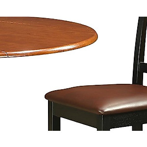 East West Furniture DLAV3-BCH-W 3 Piece Dining Room Furniture Set Contains a Round Kitchen Table with Dropleaf and 2 Dining Chairs, 42x42 Inch, Black & Cherry