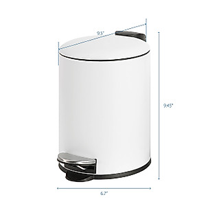 SunnyPoint 3 Liter / 0.8 Gallon Extra Small Step On and Slow Close Trash Can with Plastic Inner Bucket Perfect for Bathroom, Office, Or Bedroom (White)