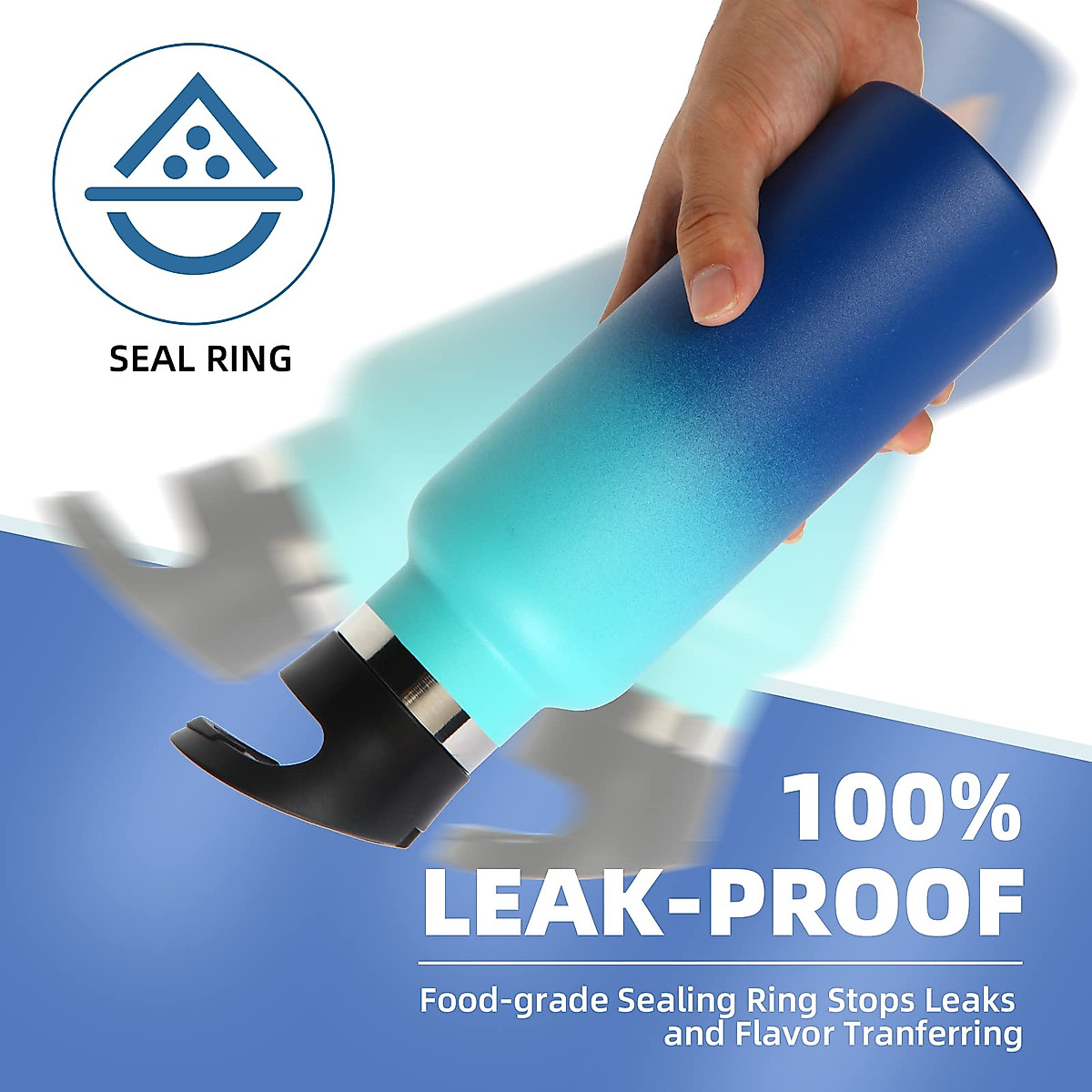 Volhoply 17oz Kids Insulated Water Bottle,Stainless Steel Water Bottles with Straw Lid,Reusable Metal Thermos Water Bottle,Double Wall Vacuum Sports School Water Flask Keep Cold(Green Blue,1 Set)