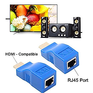 HDMI Extender,HDMI to RJ45 Network Cable Extender Converter Repeater Over Cat 5e /6 1080p up to 30m Extender for HDTV PS4 STB , Request Pure Copper Cat 5e /6 Wire- Not Support HDCP