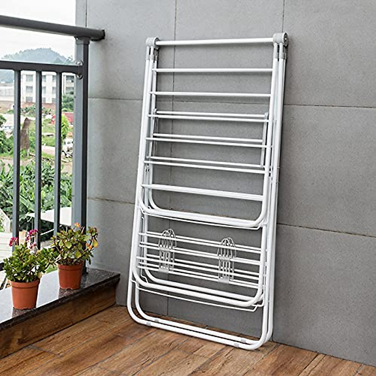 Foldable Clothes Airer, Large 2 Layer Drying Rack Clothes Drier, Portable Adjustable Clothes Horses Suitable for Indoor Shirts Pants Towels Shoes and Quilts
