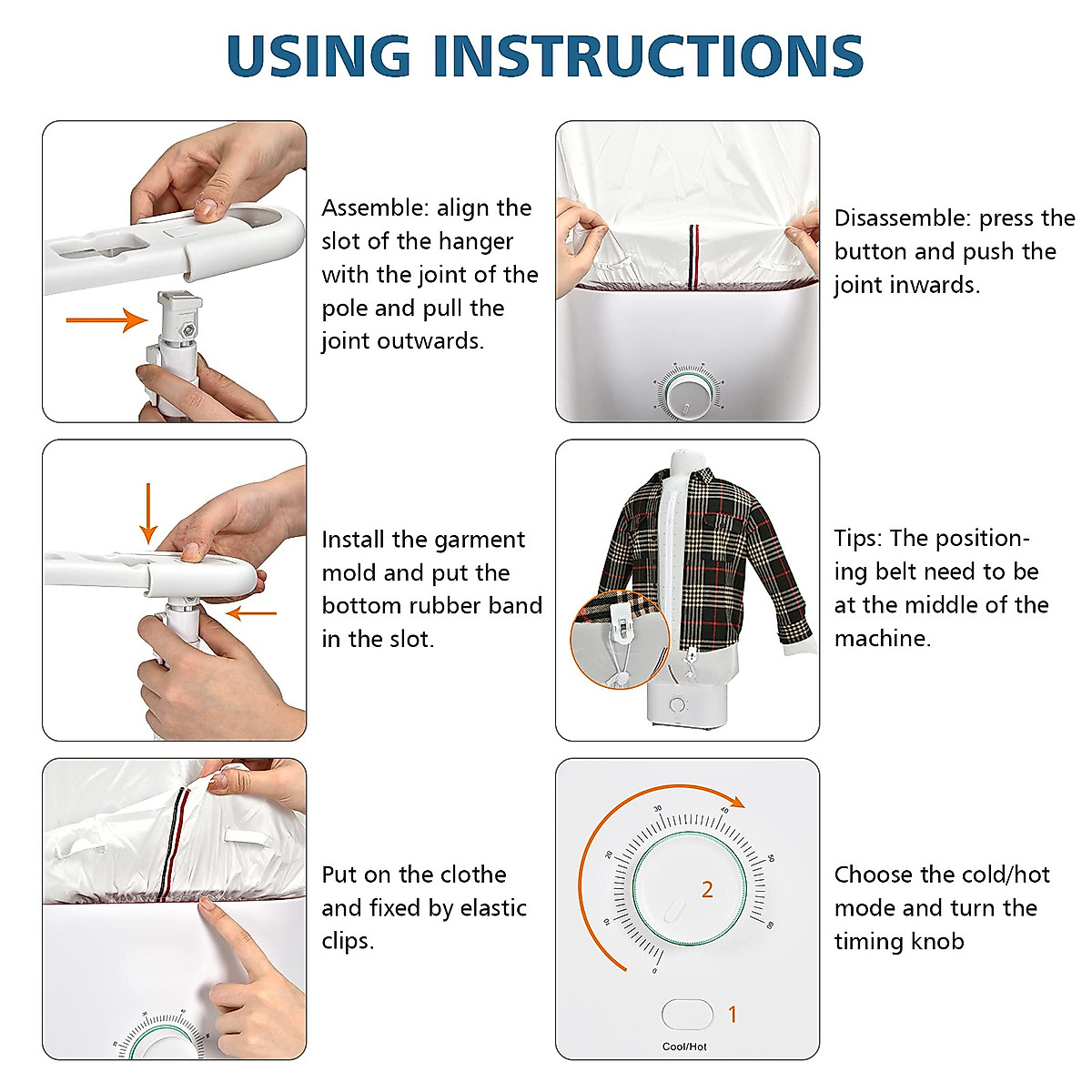 Renatone 1050W Portable Clothes Dryer, Multifunctional Clothes Drying & Ironing Machine w/Timer, Hot/Cold Wind, Automatic Garment Dryer & Iron Rack