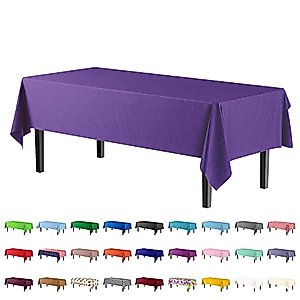 Exquisite 6-Pack Premium Plastic Tablecloth 54in. x 108in. Rectangle Plastic Table Cover - Purple