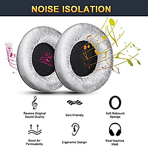 Replacement Ear Pads for DT770, DT880, DT990, Velour Earpads Compatible with Beyerdynamic DT 770 PRO, DT 880 PRO, DT 990 PRO Headphones (Silver)