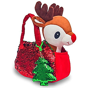 Little Jupiter Reindeer Stuffed Animal Plush Pet Set - Includes Reindeer Stuffed Toy with Purse for Age 4-5 - 6-7 yrs - Christmas Stuffed Animal for Girls - Stuffed Animals - Toy Reindeer