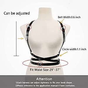QRINA Punk PU Leather Waist Harness Belt Women Gothic Black Body Chest Strappy Festival Nightclub Rave Halloween Party (C-05)