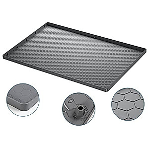 Under Sink Mat Tray,34" x 22" Silicone Under Sink Mat for Kitchen Cabinet,Waterproof Shelf Liner with Drain Hole,Kitchen Bathroom Cabinet Mat for Leaks, Drips, Spills (Grey)