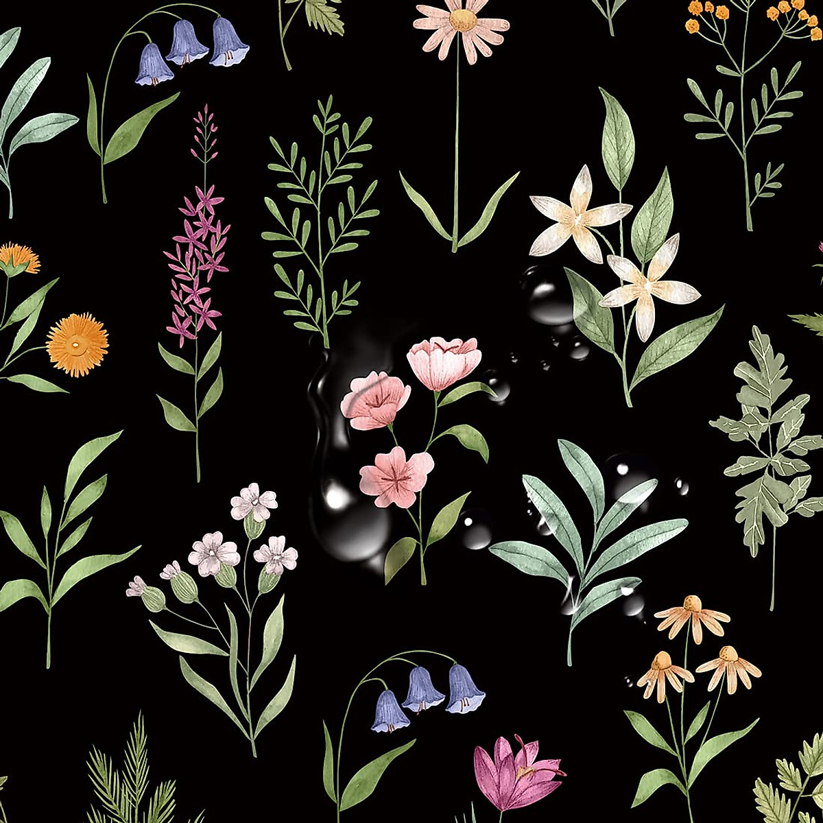 Self Adhesive Dark Floral Shelf Drawer Liner Contact Paper Farmhouse Wallpaper for Walls Kitchen Cabinets Dresser Table Bathroom Bedromm Furniture Decal 17.7X117 Inches