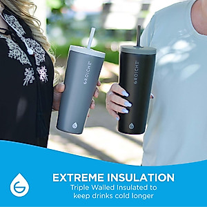 GROSCHE Jasper 23oz Tumbler with straw. Extreme Insulation, Classy Design, Built to Last, Insulated Stainless Steel Tumbler with Lid and Straw - Black