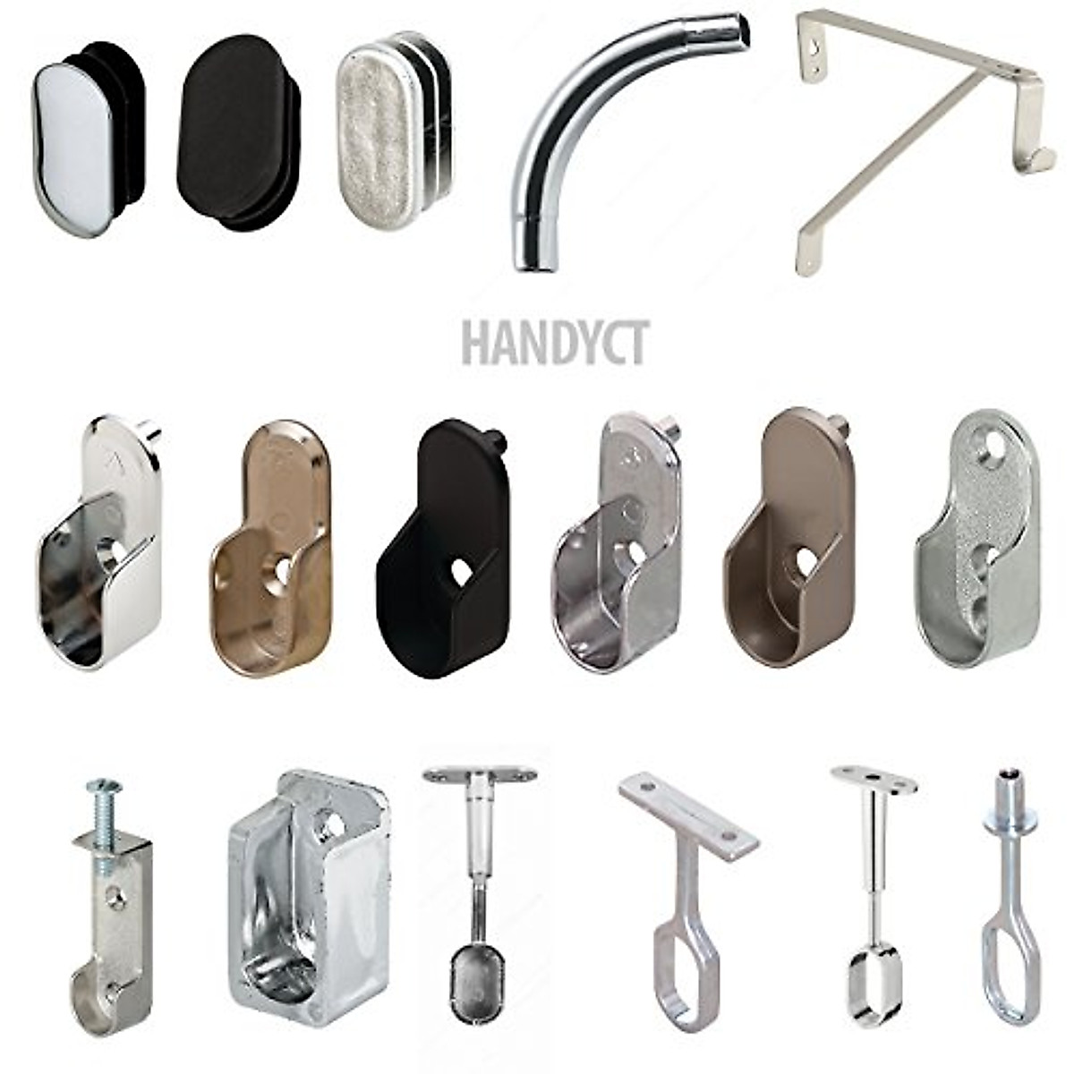 Pair Nickel-Plated Wardrobe Tube Support with Dowels, for Insertion into 32 mm System Holes