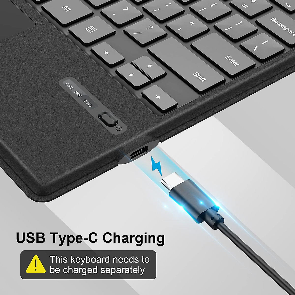 TOMSENN Surface Pro 6 / Surface Pro 5 (Pro 2017) / Pro 4 / Pro 3 Type Cover, Lightweight Slim Wireless Bluetooth Keyboard Two Button Trackpad Built-in Rechargeable Battery, Gray