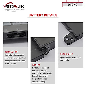 DT9XG Laptop Battery for Dell Alienware Area-51m R1 R2 ALWA51M-D1968W D1969PW D1733B D1969DB D1968B D1746W D1735DB D1733PB D1766W D1748DW D1748DB D1746B D1766PB D1741DB Series 07PWKV 0KJYFY 11.4V 90Wh
