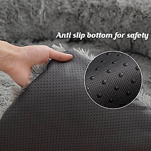 Syalife Shaggy Plush Calming Dog Couch Bed Pet Protector, Fluffy Waterproof Lining and Nonskid Bottom, Dog Mat for Furniture Protector with Washable Cover(55"x43"x8", Light Gray)