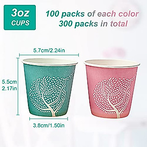 LITOPAK 300 Pack 3 oz Disposable Bathroom Cups, Colorful Disposable Mouthwash Cups, Small Disposable Cups, Mini Paper Cups for Parties, Picnics, Barbecues, Travel and Events.