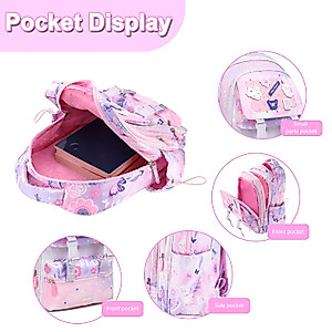 Robhomily Kids Backpack for Girls, Pink Unicorn Girls’ Backpack for Elementary Preschool Kindergarten School, 16 Inch School Backpack for Girls with Lightweight Water Resistant