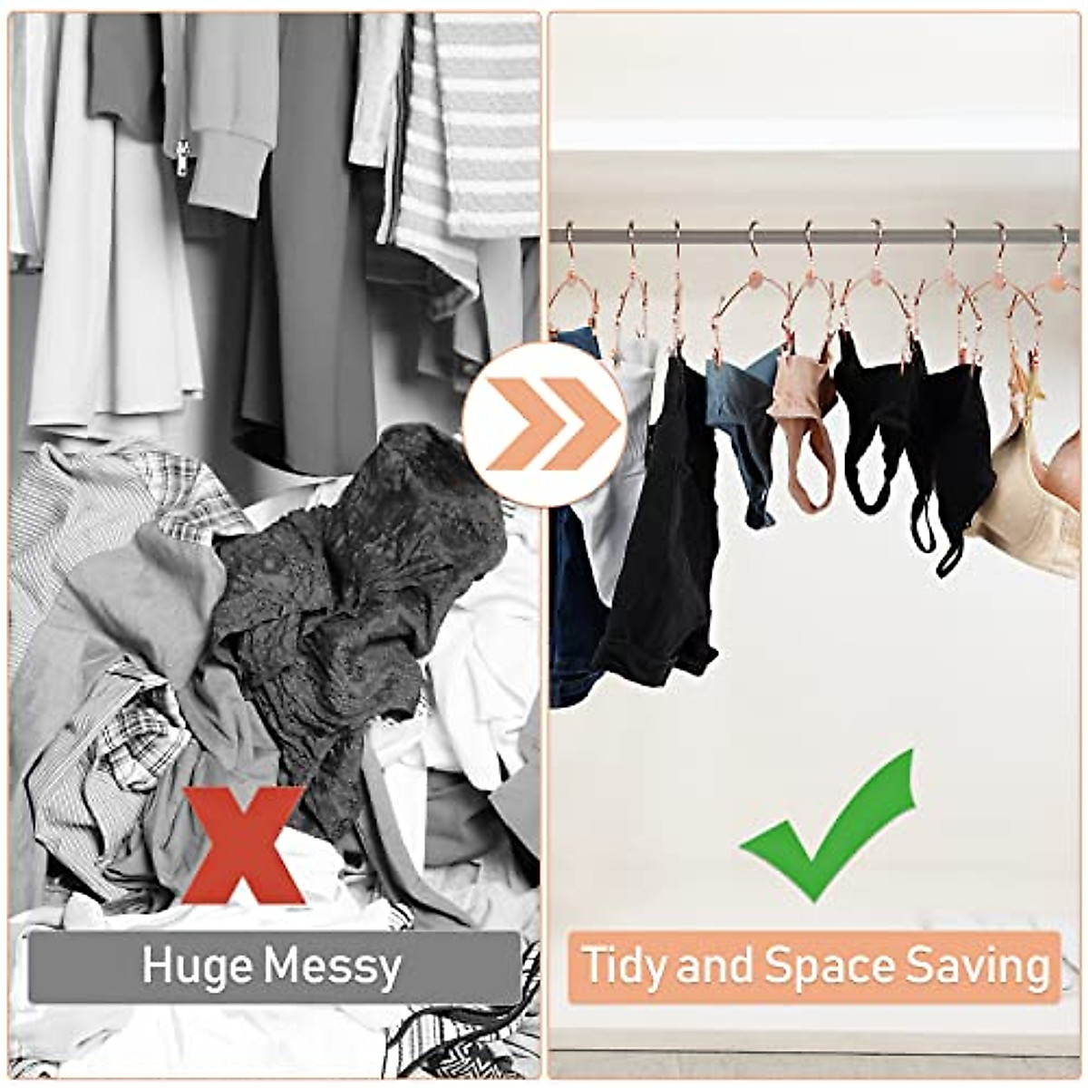 Exttlliy Metal Underwear Bra Rack Durable Fashion Children Clothes Hangers Hook Lingerie Shop Display Hanger with Clips (Rose Gold, 10PCS)